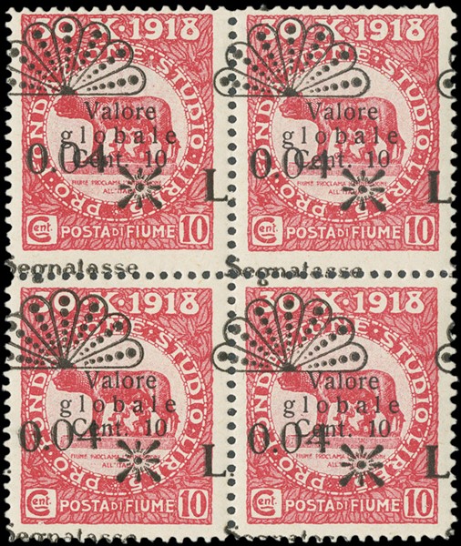 1921 - Fiume segnatasse: francobolli del 1919 ("Va (1921) - Asta 10a ...